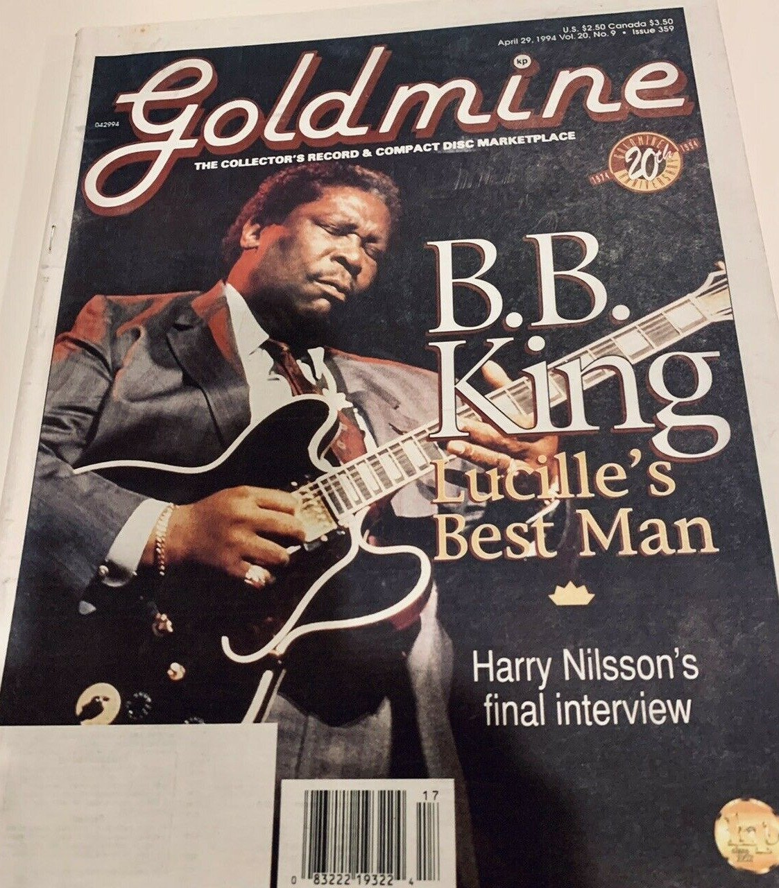 Goldmine # 359, April 1994, , B.B King! Lucille's Best Man Magazi Goldmine # 359, April 1994, , B.B King! Lucille's Best Man Magazi